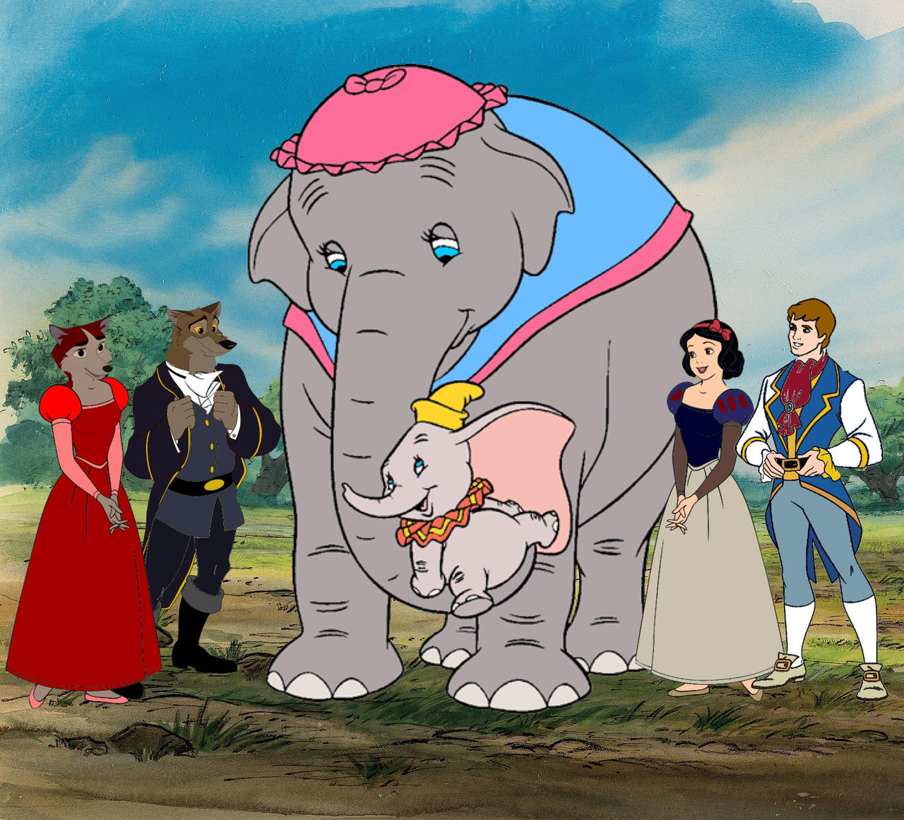Mrs Jumbo And Dumbo Meet Two Couples By Baltofan95 On Deviantart