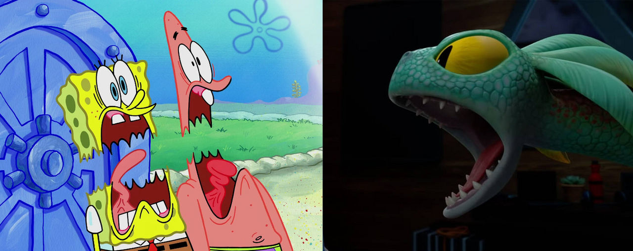 Spongebob Patrick Scared At Feathers And Viceversa By Charlesswag673 On