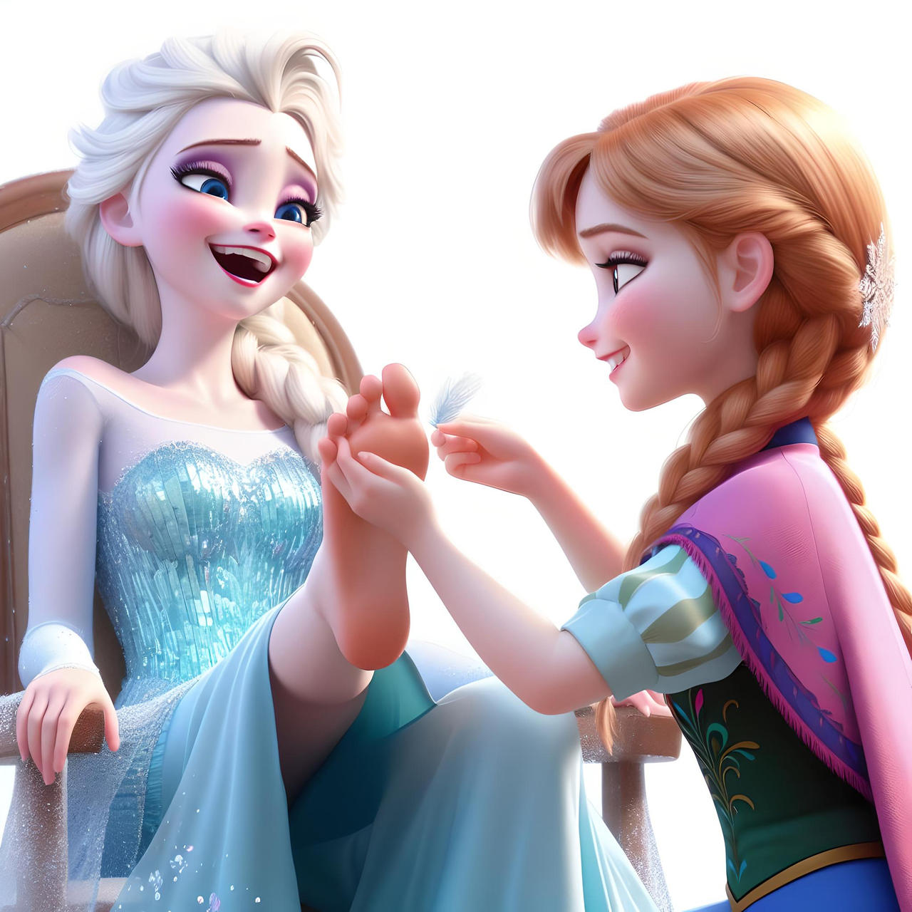 Anna Tickles Elsa With A Feather By Dalbrad On Deviantart