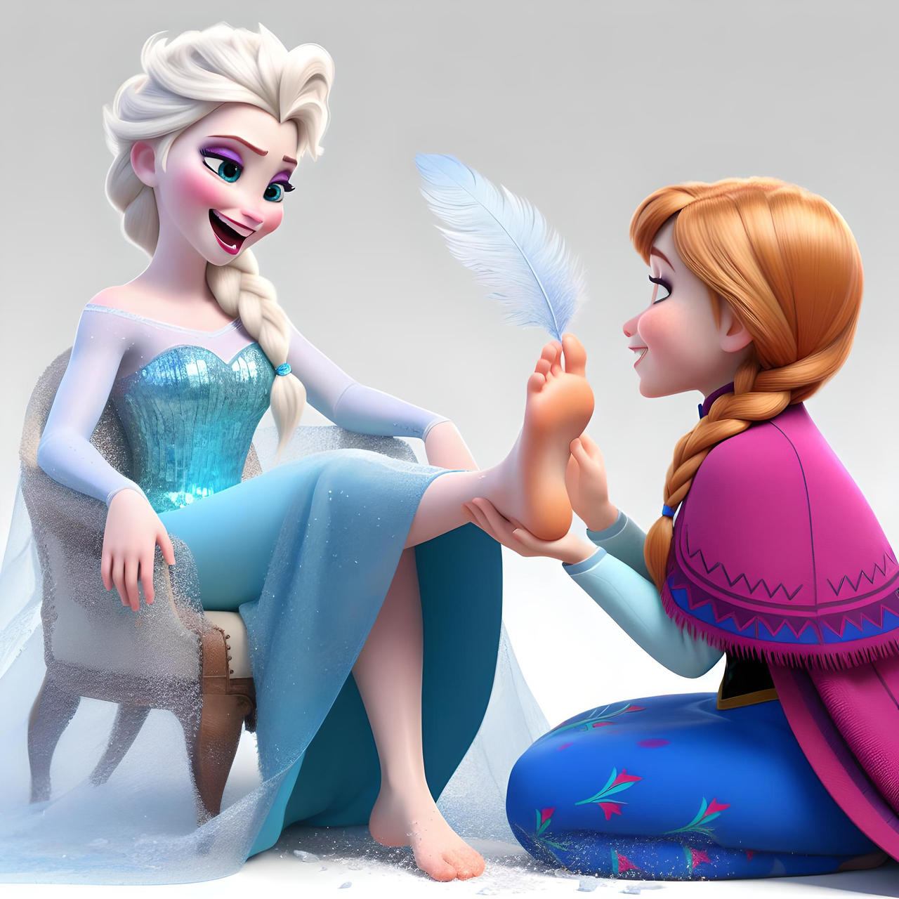 Anna Tickles Elsa With A Feather By Dalbrad On Deviantart