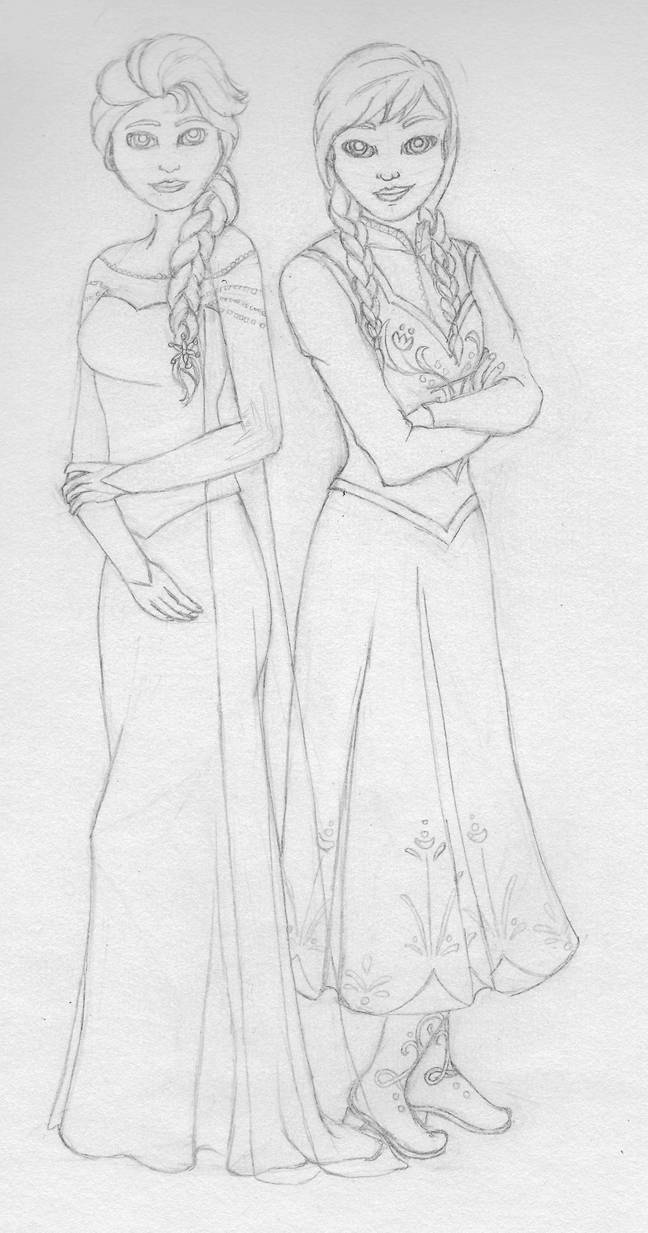 Anna And Elsa Sketch By Imrowanartist On Deviantart