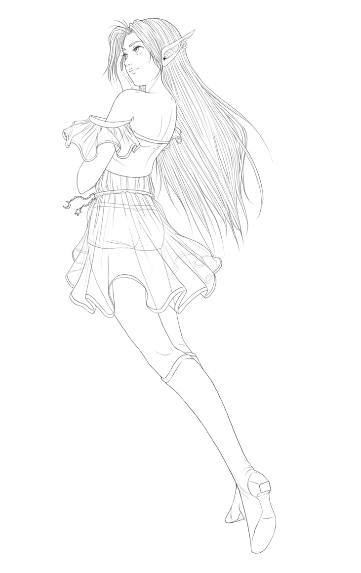 Elf line art by KassurinReiChan on DeviantArt