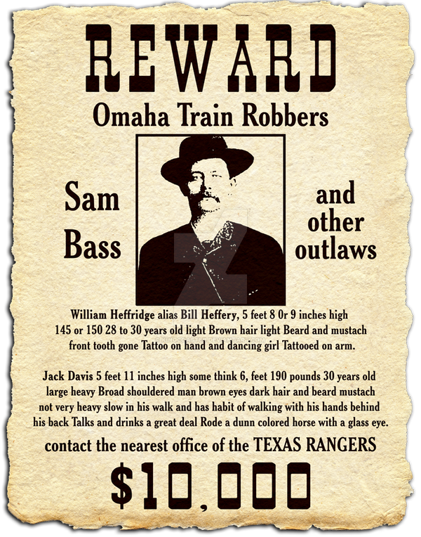 Sam Bass Wanted Poster By Kingcoaster On Deviantart