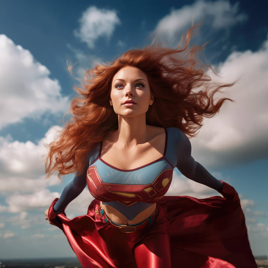 Ai Supergirl Pretty Red Head In Flight By Bradbarry2 On Deviantart