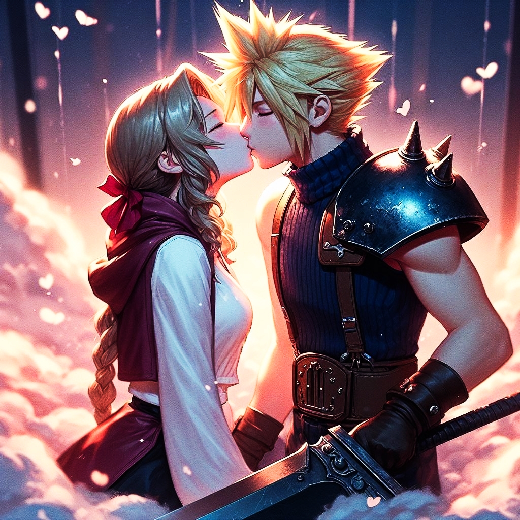 Cloud And Aerith Kissing By Saffiryxz On Deviantart