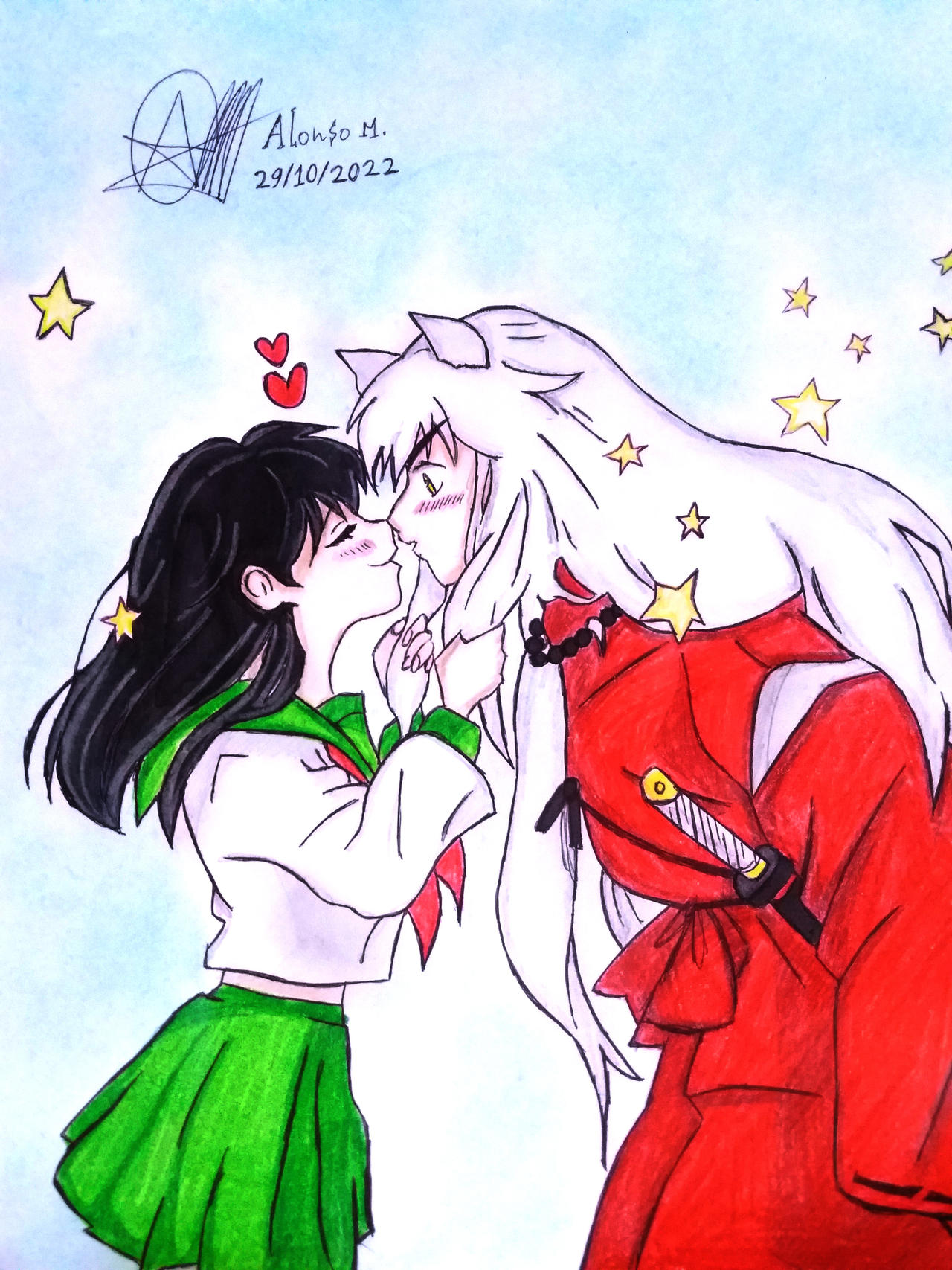 Fanart Inuyasha And Kagome A Playful Kiss Of Love By Alonsoartsfw On