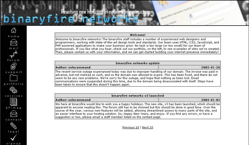 Webdesign: binaryfire.net by solocommand on DeviantArt