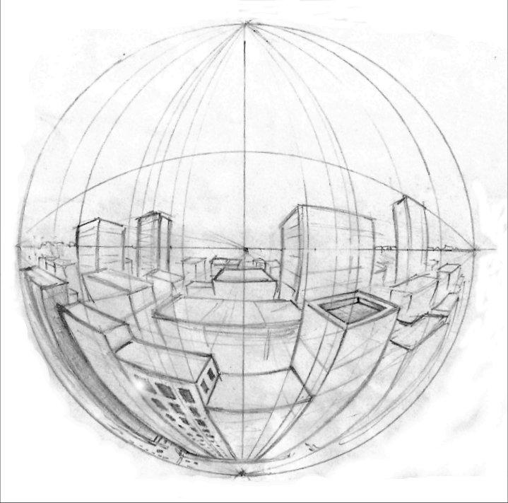 how to draw sphere perspective