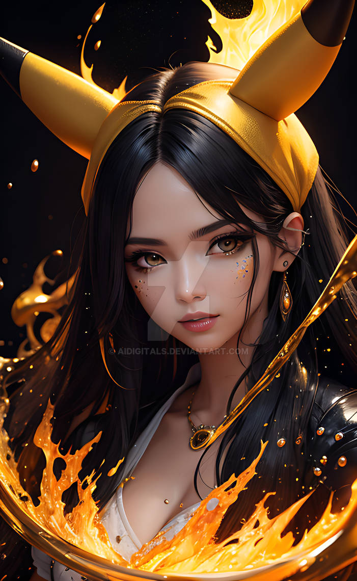 Pika Girl Cute Fire By Aidigitals On Deviantart