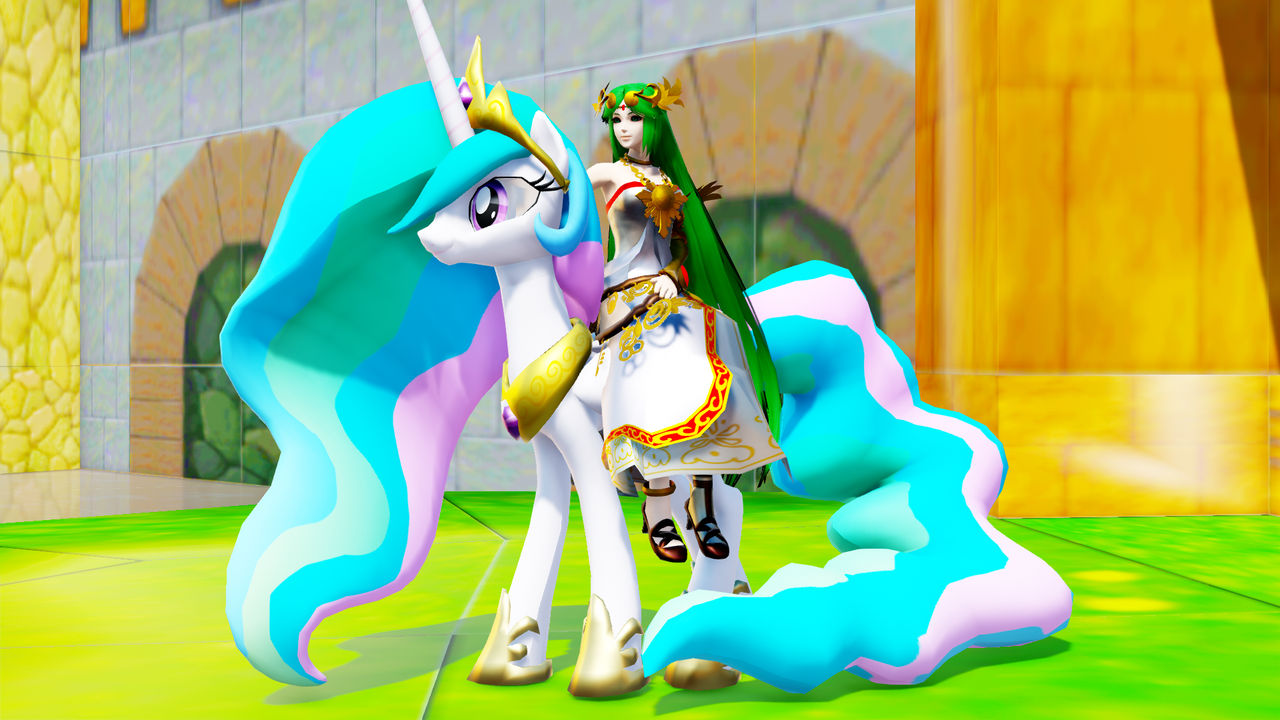Palutena Riding On Princess Celestia By Superpac Mario64 On Deviantart