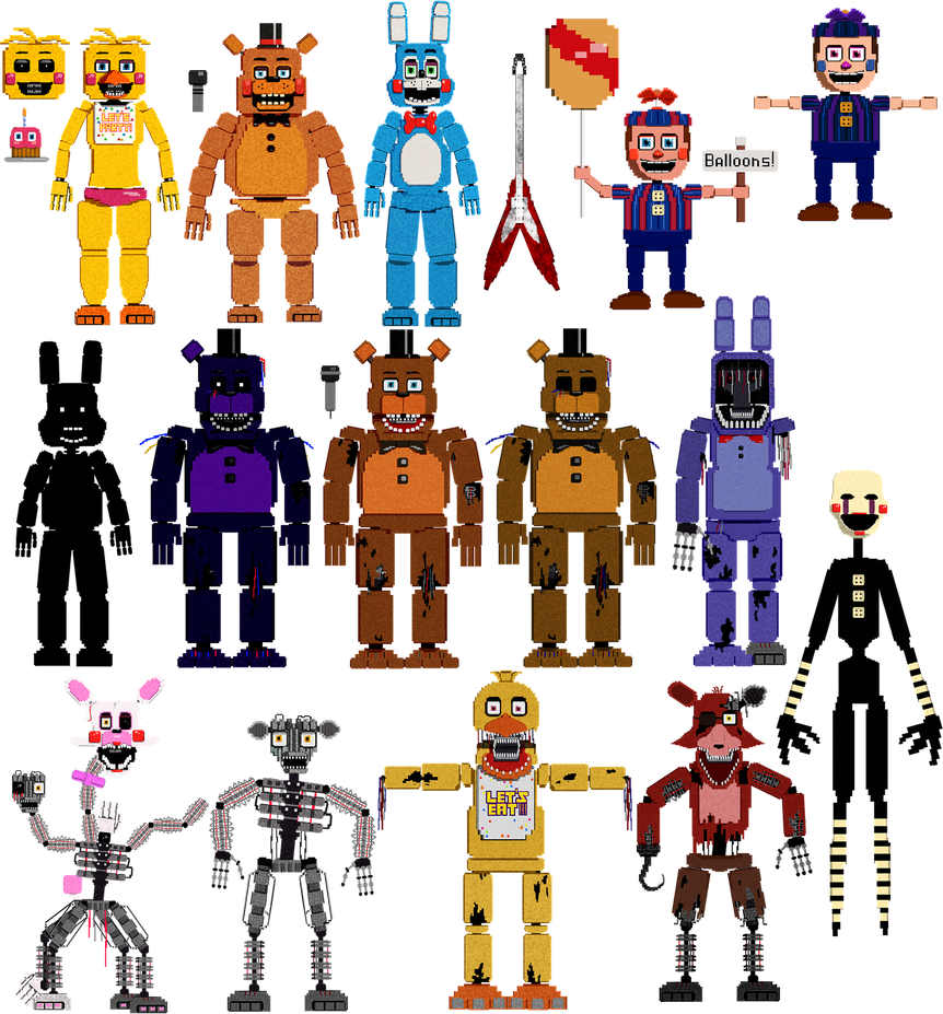 Fnaf2 Animatronics 8-bit by Alexander133Official on DeviantArt Fnaf2 Animatronics 8-bit by Alexander133Official on DeviantArt