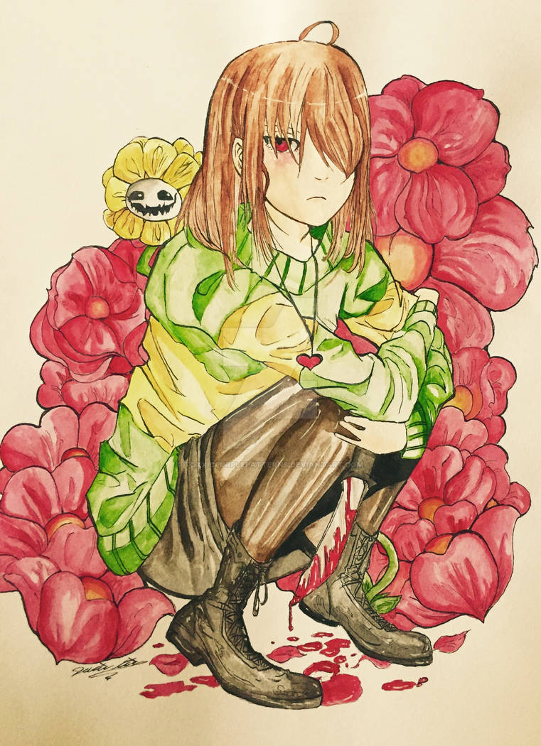 Chara And Flowey Undertale Colored By Toxxicpurplepatterns On Deviantart