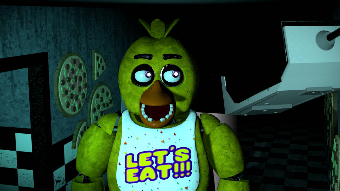 Chica Staring At The Bathroom Camera By Freddygamer24 On Deviantart