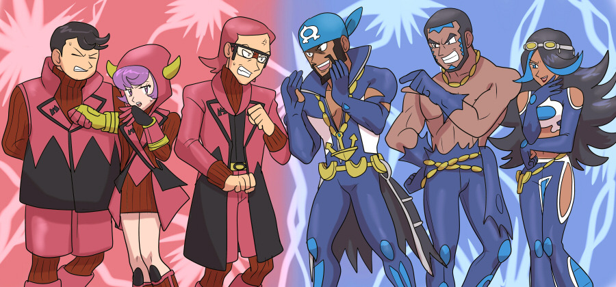 Team Magma Vs Team Aqua By Ryokuso On Deviantart