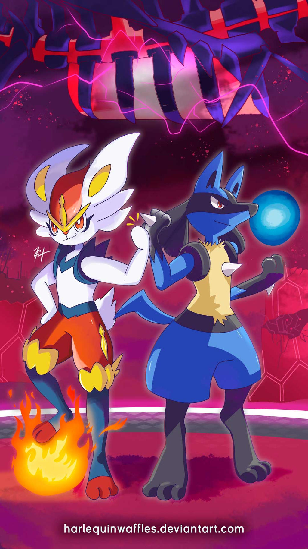 Explosive Duo Cinderace And Lucario By Harlequinwaffles On Deviantart
