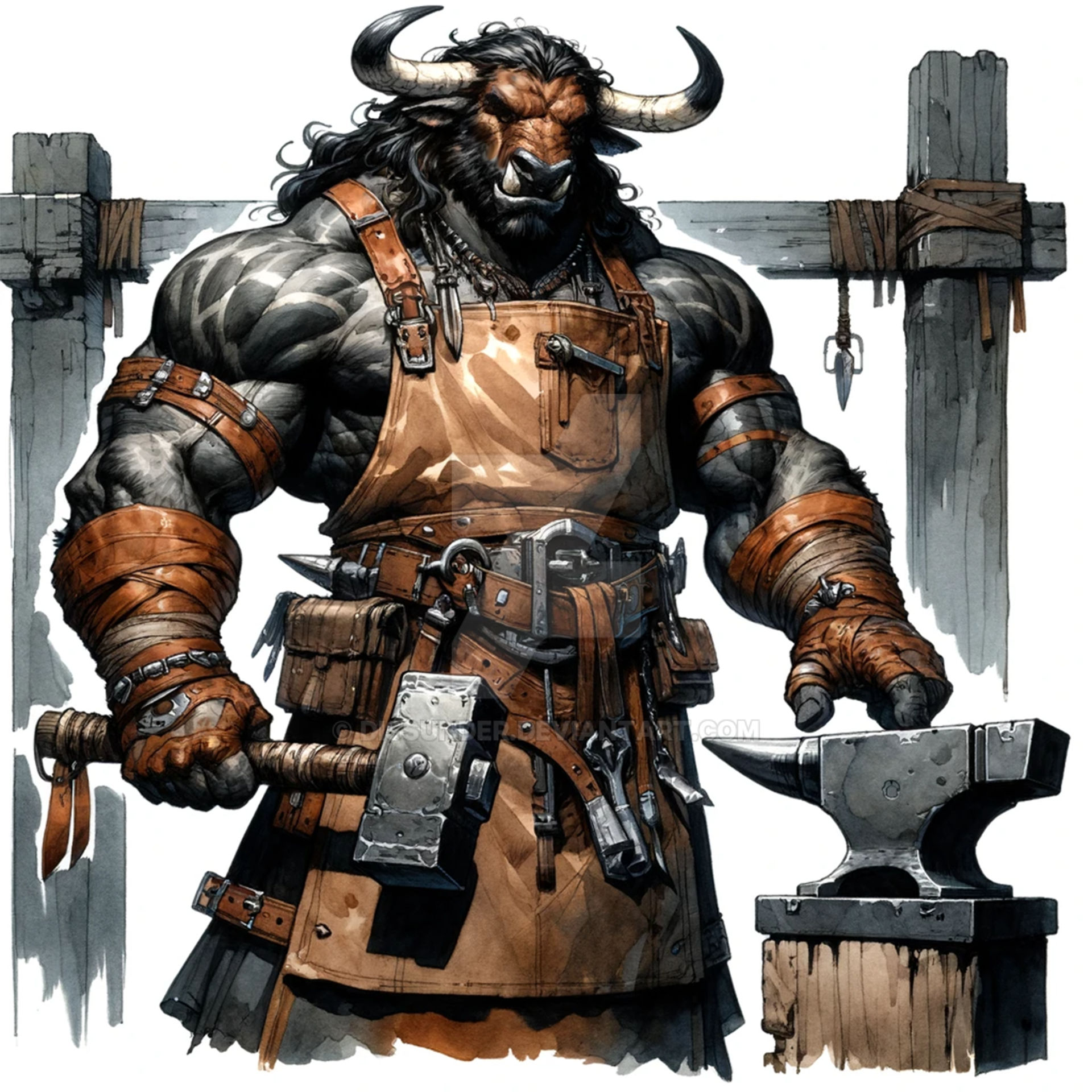Undead Minotaur Warrior Adoptable Character Art By Dissunder On Deviantart