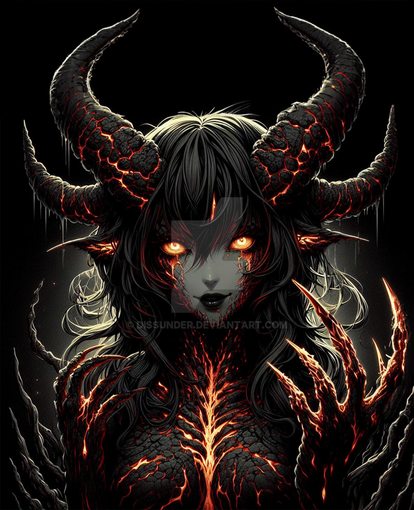 Demoness Fire Genasi Succubus Infernal Horned Art By Dissunder On Deviantart