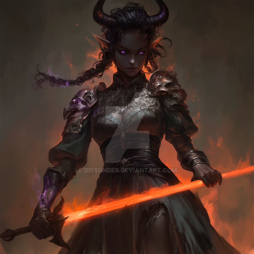 Tiefling Horned Warrior Female Abotable Dnd Art 8 By Dissunder On