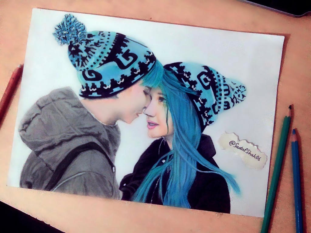 Emo Couple Drawing By Sadafshahart On Deviantart