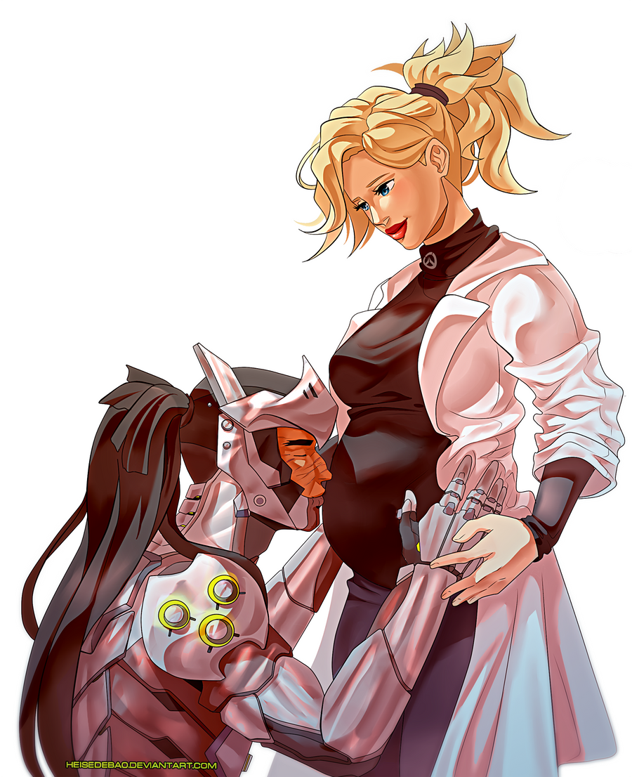 Overwatch Commission Mercy X Genji By Heisedebao On Deviantart