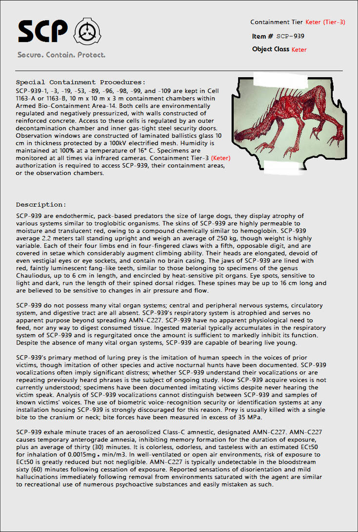 SCP-939 Document by DinoOJ07 on DeviantArt SCP-939 Document by DinoOJ07 on DeviantArt