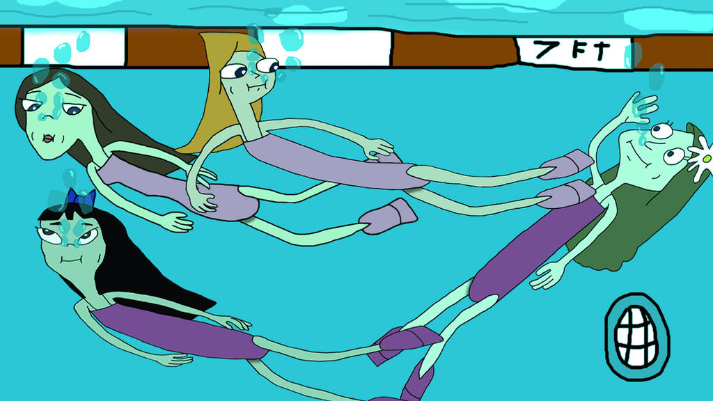 Phineas And Ferb Girls Under The Pool Wo Masks By Sb1991 On Deviantart
