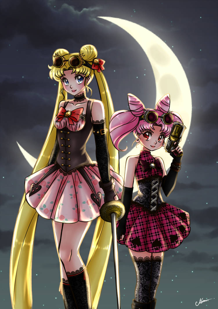 Sailor Moon And Chibi Moon Steampunk Gothic By Nellyel On Deviantart