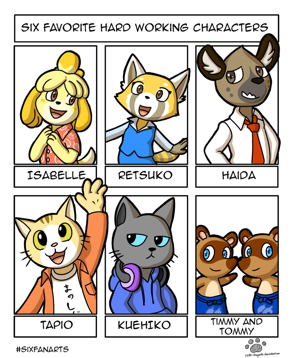 Sixfanarts Hard Working Characters By Coshi Dragonite On Deviantart