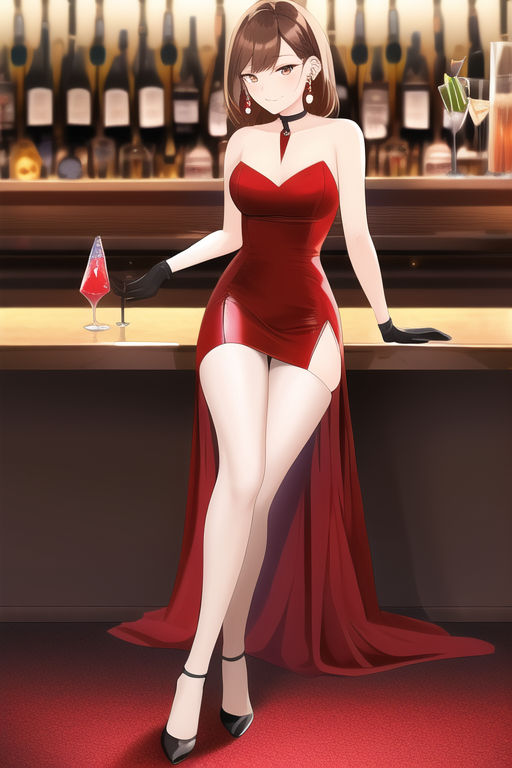 Red Cocktail Dress Sitting At Bar Black Nylons By Varm209 On Deviantart