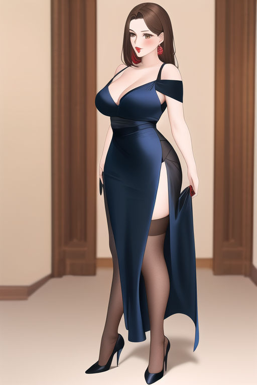 Brown Hair Brown Eyes Long Blue Silk Dress Red By Varm209 On Deviantart