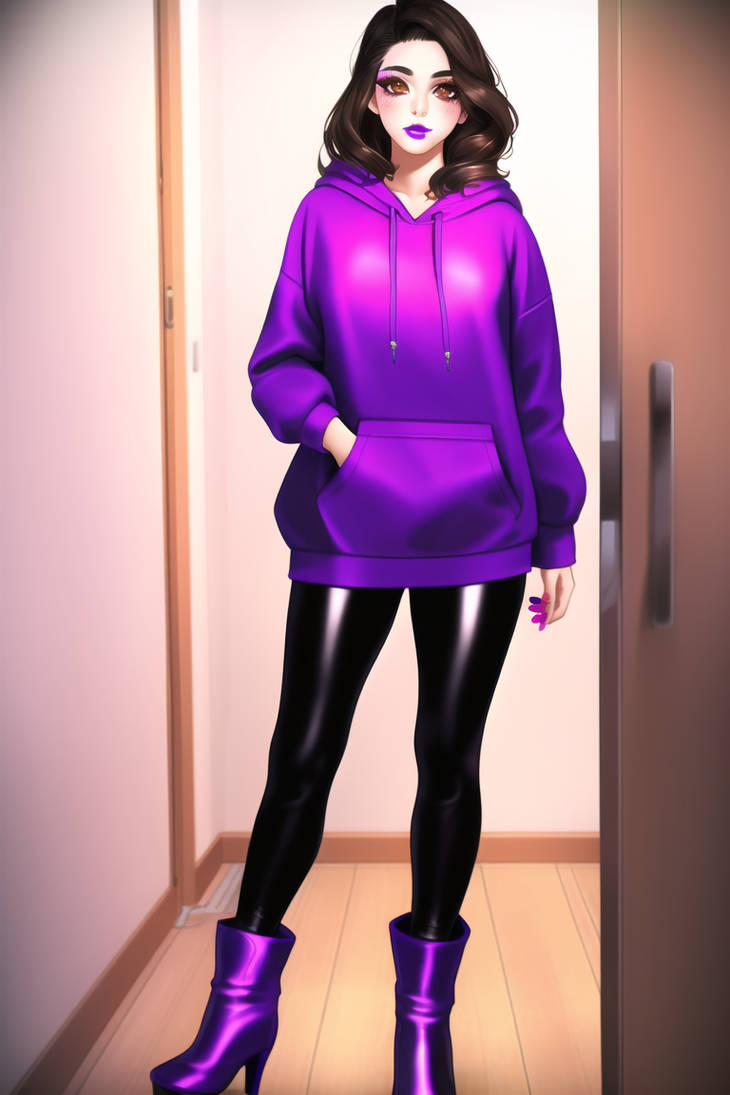 Brown Hair Brown Eyes Black Latex Tights Purple By Varm209 On Deviantart