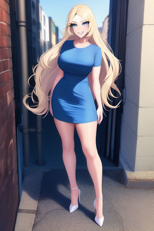 Long Blonde Hair Blue Eyes Wearing Tight Blue Sh By Varm209 On Deviantart