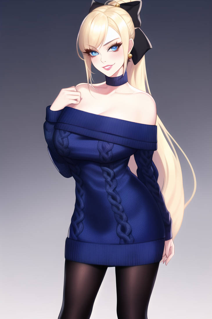Blue Cable Knit Sweater Dress Long Blonde Hair B By Varm209 On Deviantart