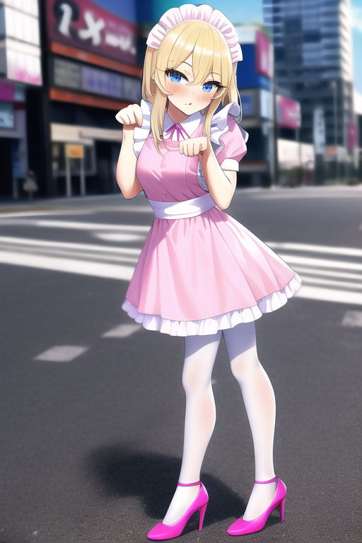Blonde Hair Blue Eyes Pink Maid Outfit Pink Mai By Varm209 On Deviantart