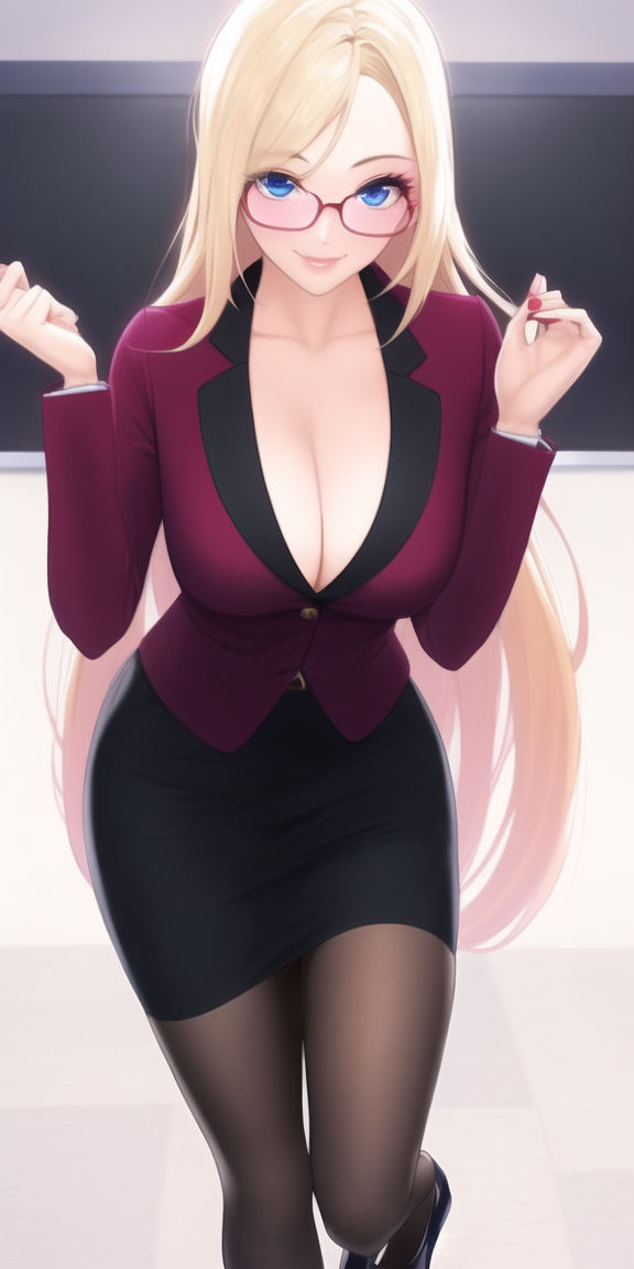 Long Blonde Hair Blue Eyes Red Glasses Hourglas By Varm209 On Deviantart