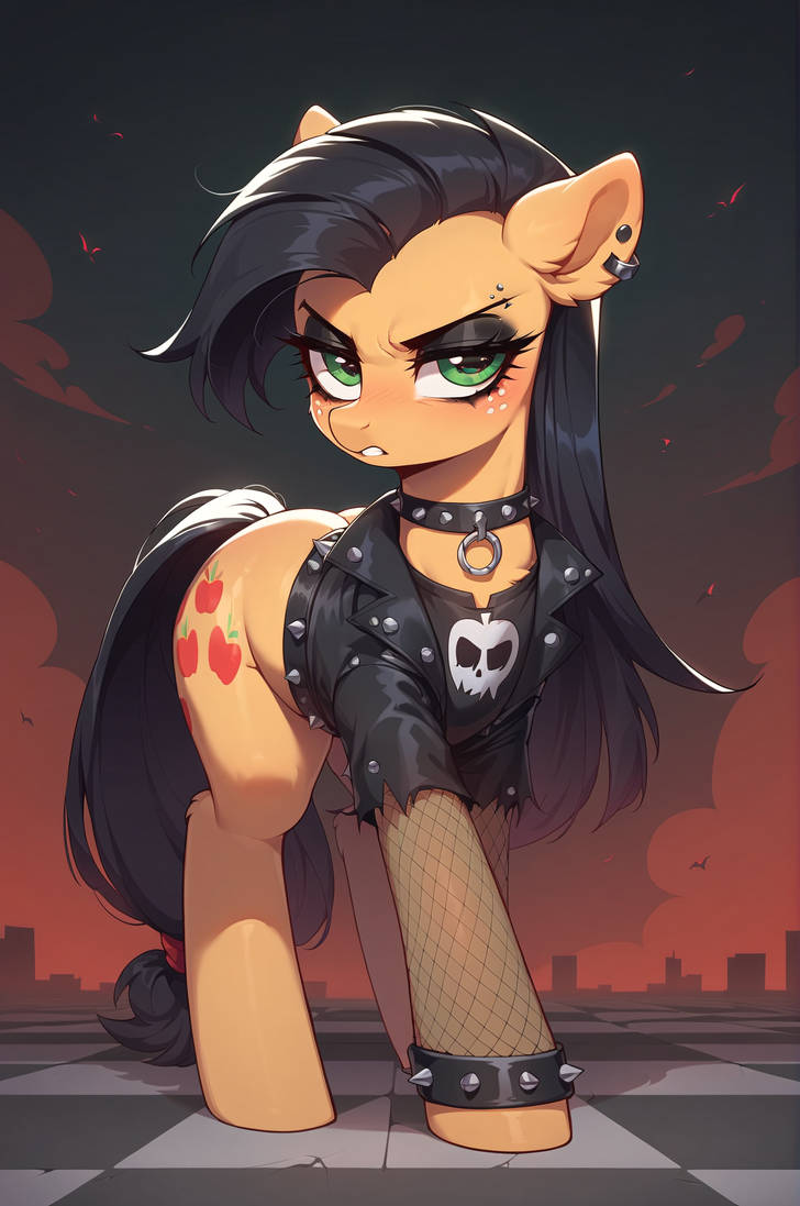 Goth AJ, mane down by Kuporosso on DeviantArt Goth AJ, mane down by Kuporosso on DeviantArt