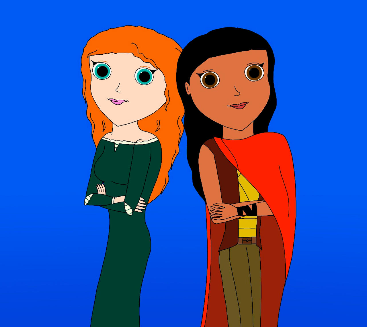 Merida and Raya in blue background by RobsonDoodle on DeviantArt Merida and Raya in blue background by RobsonDoodle on DeviantArt