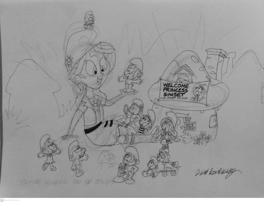 Work In Progress Sunset Shimmer And The Smurfs By Newportmuse On Deviantart