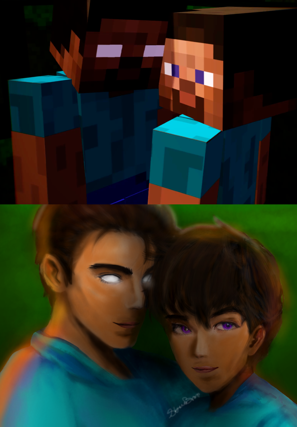 Herobrine X Steve Minecraft Fanart By Stevebriney On Deviantart