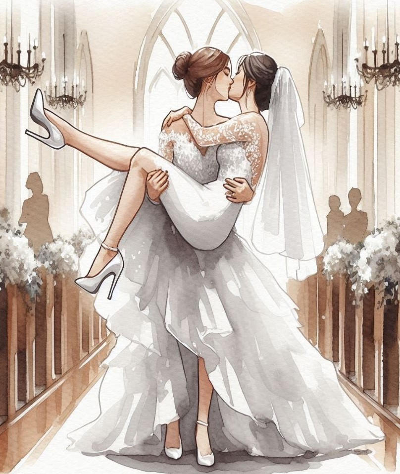 Two Girls Getting Married Lift And Kiss By Girlbasing On Deviantart