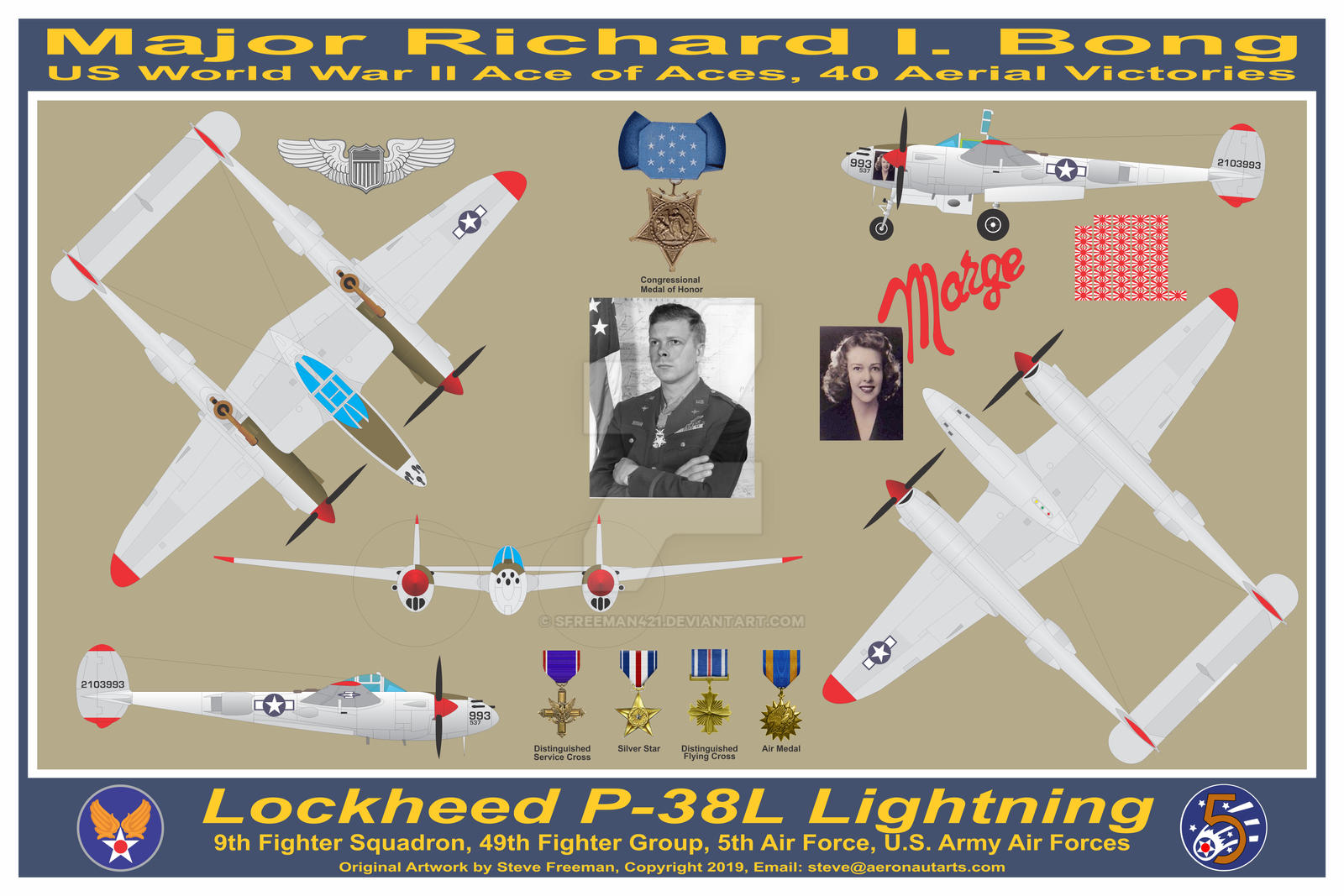 Major Richard Bong, US WWII Ace of Aces Print by sfreeman421 on DeviantArt Major Richard Bong, US WWII Ace of Aces Print by sfreeman421 on DeviantArt