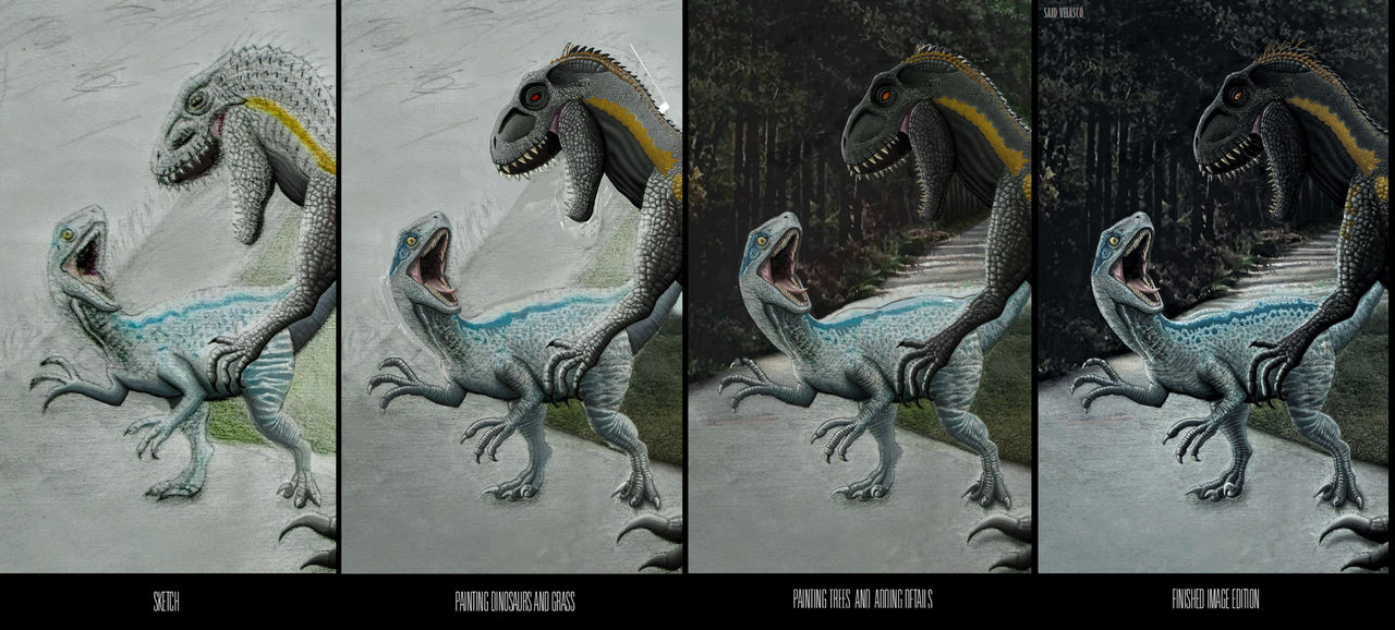 Blue Vs Indoraptor Art Making Process By Sbellasko On Deviantart