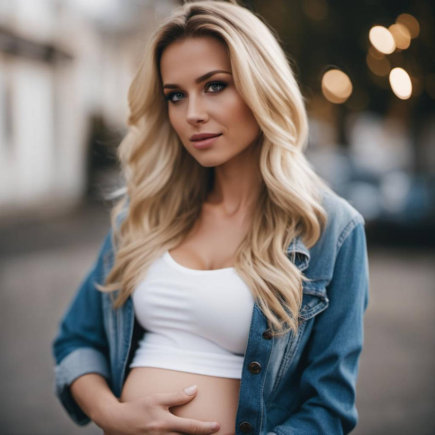 Pregnant Blonde Woman In Blue Jeans By Darththeo On Deviantart