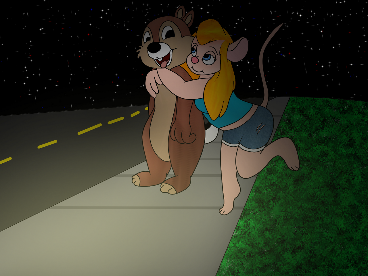 Chip And Gadgets Night Time Stroll By Reigntheweremunk On Deviantart