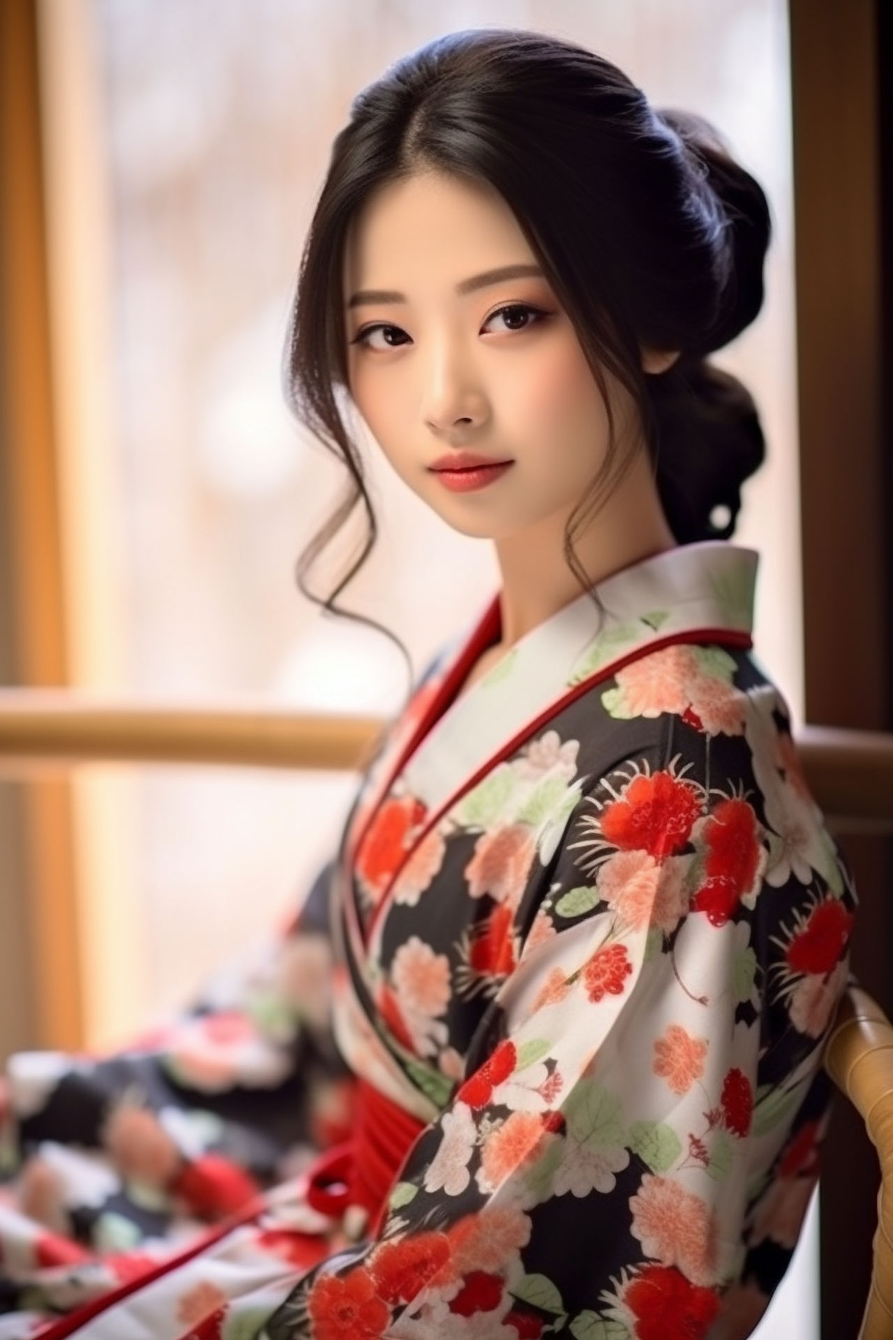 Japanese Girl In Kimono Under Sakura Tree By Ai Mademasterpieces On