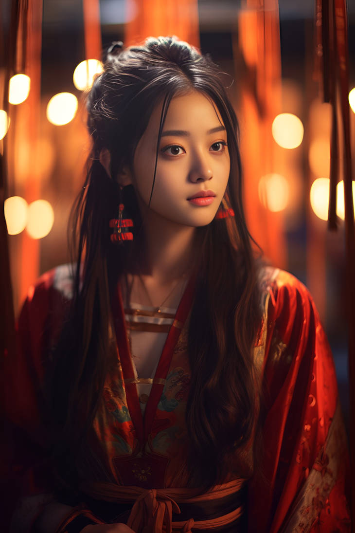 Chinese Girl In Traditional Chinese Dress By Ai Mademasterpieces On Deviantart