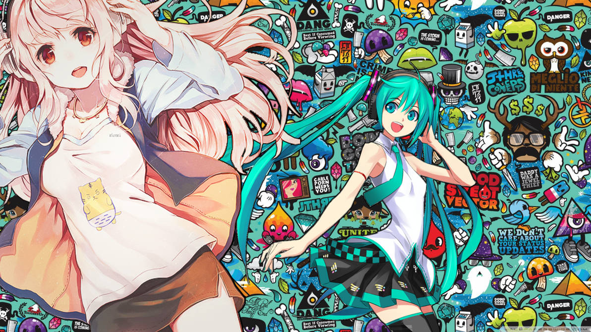 Hatsune Miku And Super Sonico Wallpaper By Zsuetam2000 On Deviantart