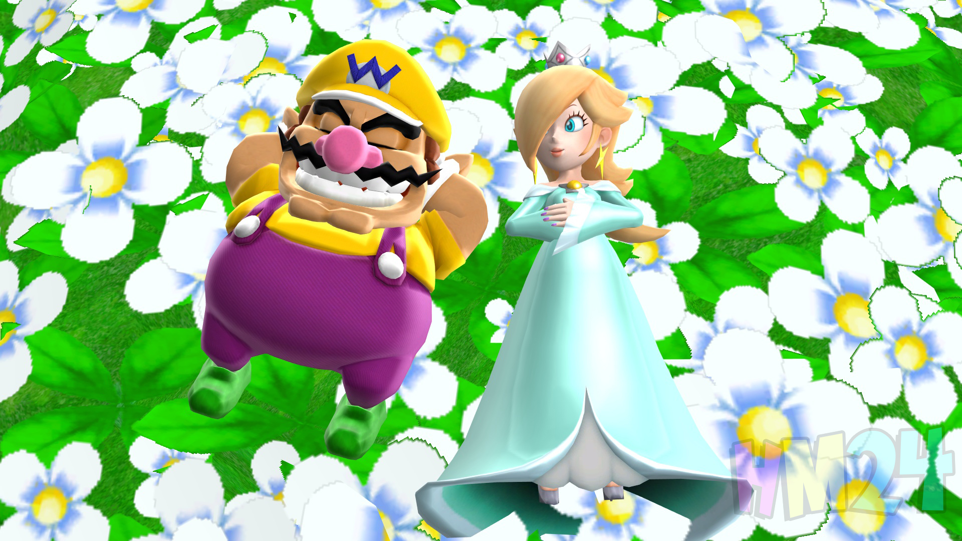 Wario X Rosalina Resting In A Flowerbed By Hypermario24 On Deviantart