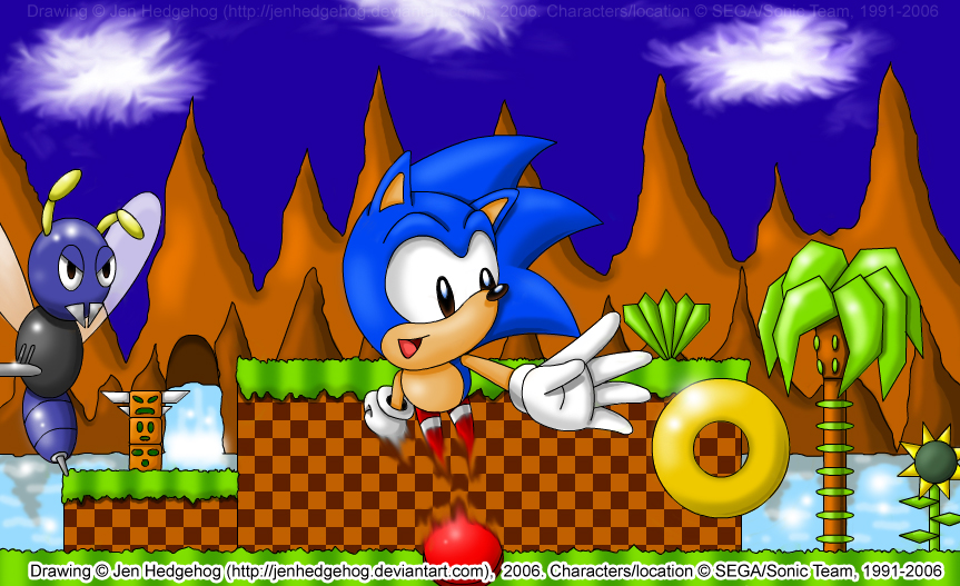 Sonic in the Green Hill Zone by JenHedgehog on DeviantArt