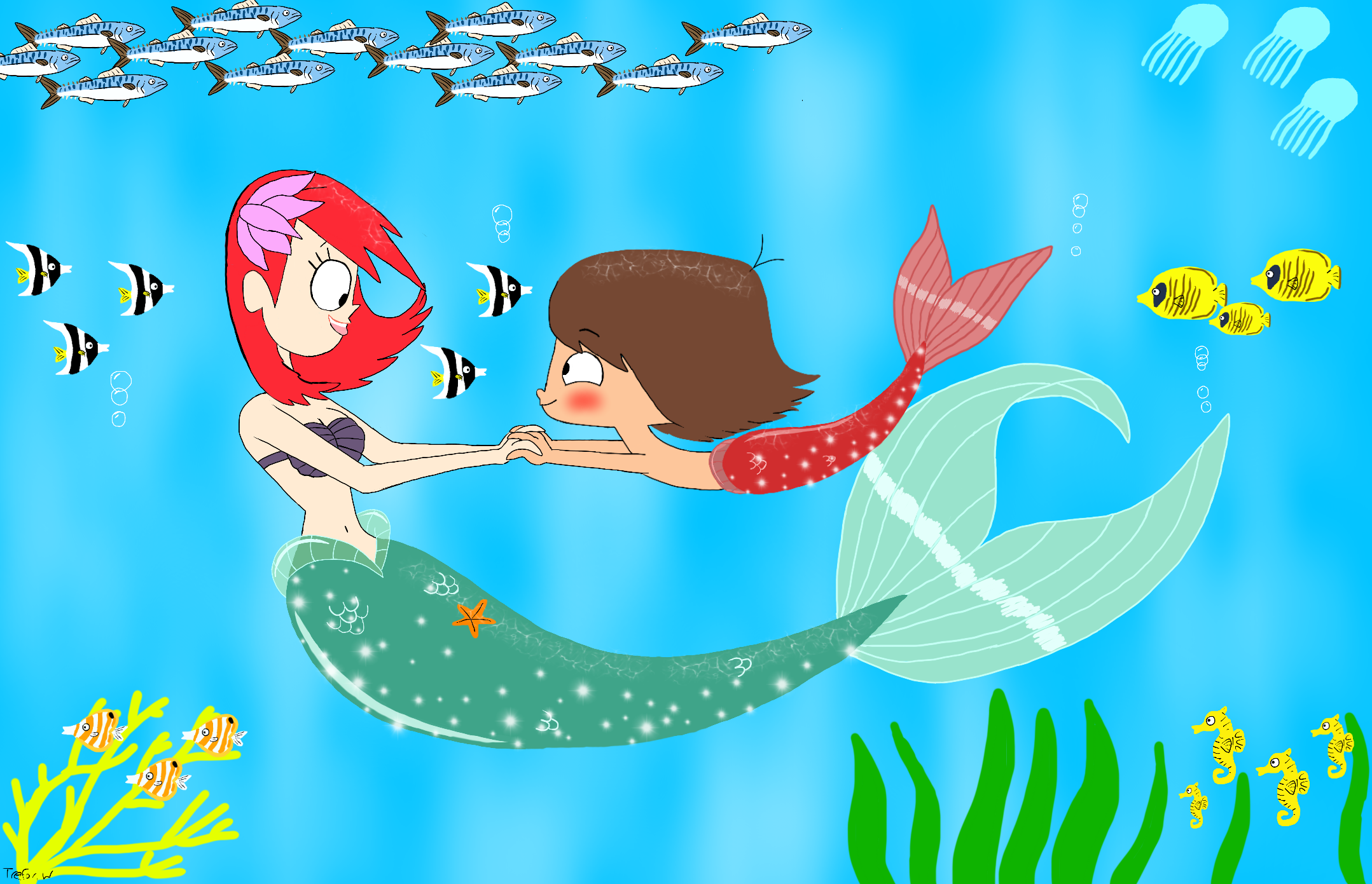 Frankie as Ariel and Mac by TrefRex on DeviantArt Frankie as Ariel and Mac by TrefRex on DeviantArt